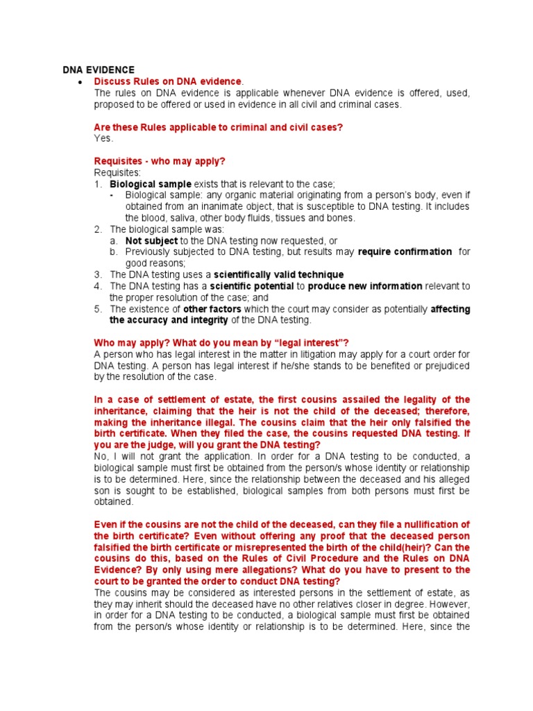 Dna Evidence | PDF | Genetic Testing | Dna Profiling