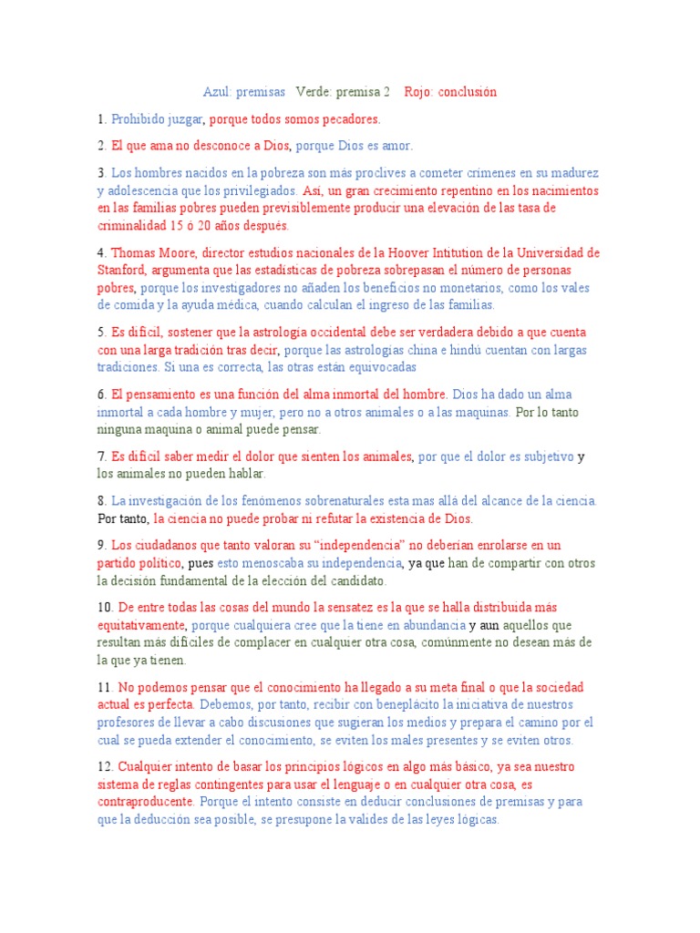 Trabajo de Teoria de La Argumentación-Premisas y Conclusiones | PDF ...