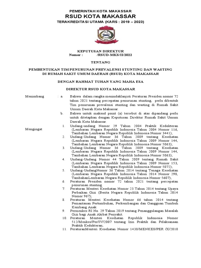Tim Penurunan Stunting RSUD Makassar | PDF