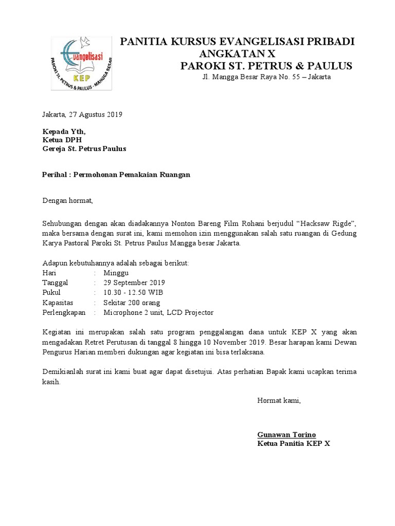 Surat Izin Pakai Ruangan NObar | PDF