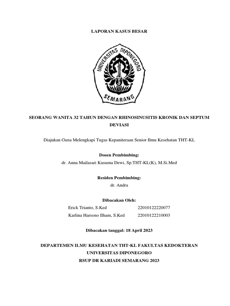 Kasus Besar Seorang Wanita Dengan RSK Dan Septum Deviasi | PDF