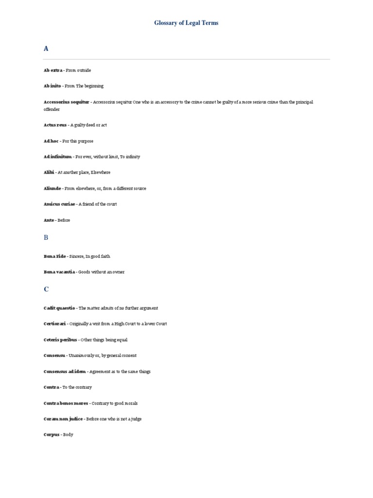 Glossary of Legal Terms | PDF | Precedent | Public Law