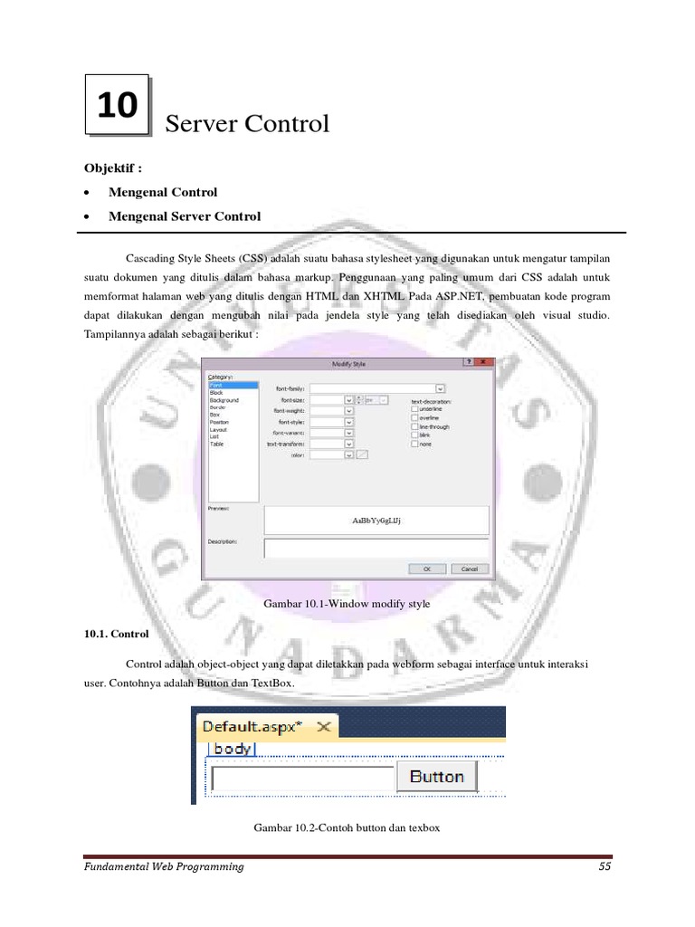 Pert 7 - Server Control Dan CSS Pada ASP NET | PDF