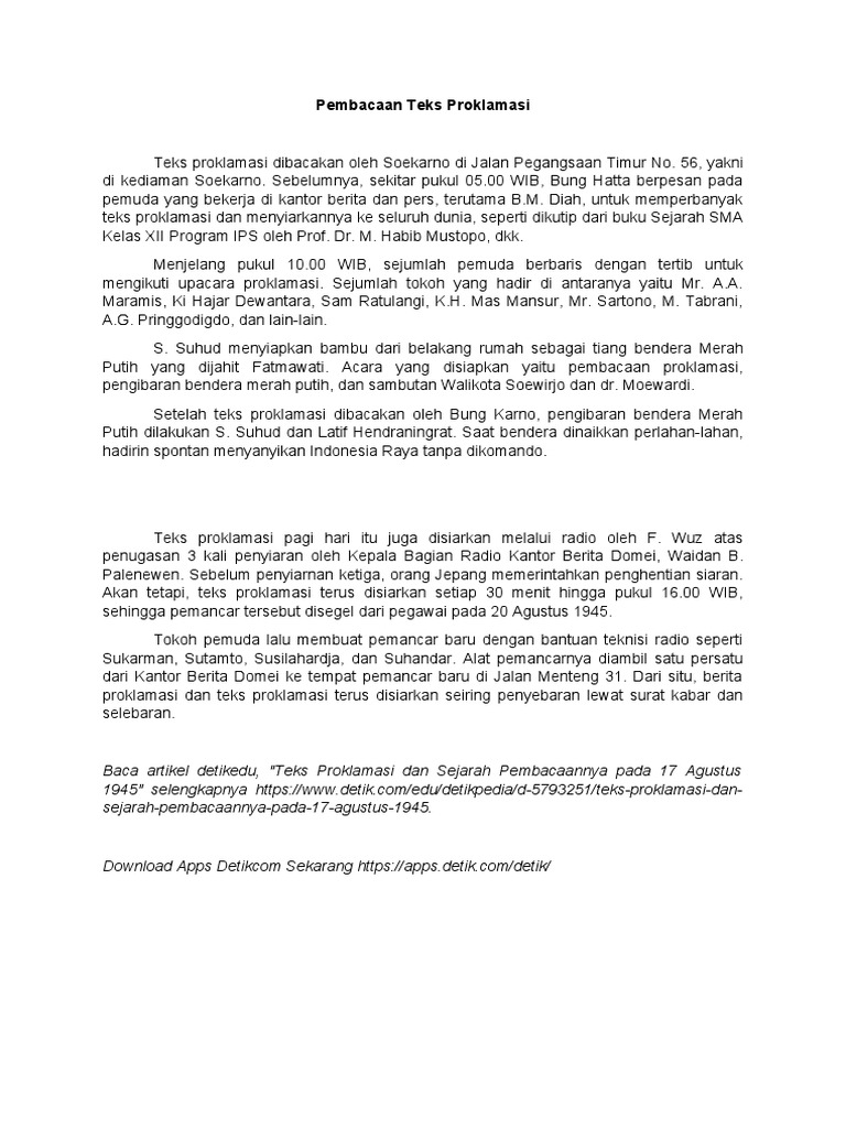 Pembacaan Teks Proklamasi | PDF