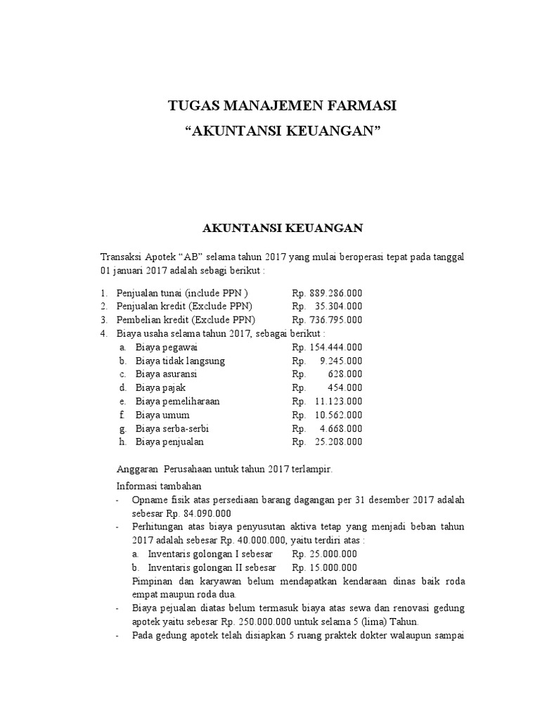 Tugas Manajemen Farmasi Akuntansi Keuangan | PDF
