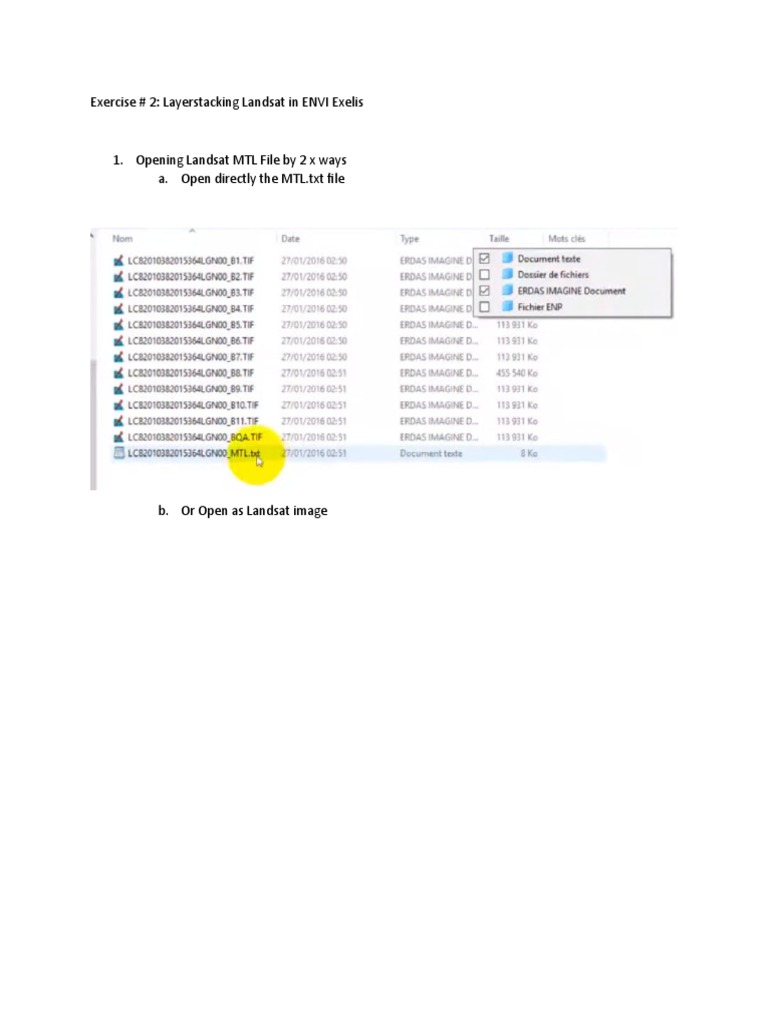 Layer Stacking Landsat in ENVI Guide | PDF