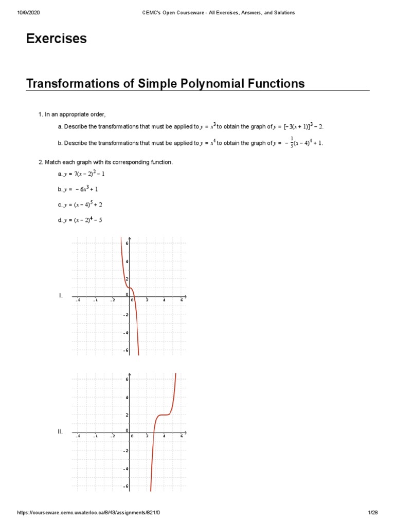 CEMC's Open Courseware - All Exercises | PDF | Zero Of A Function ...