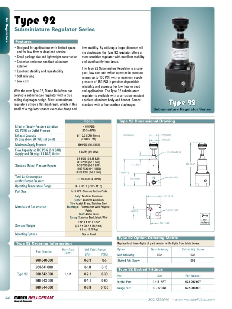 Regulator Type 92 | PDF | Materials | Physical Sciences