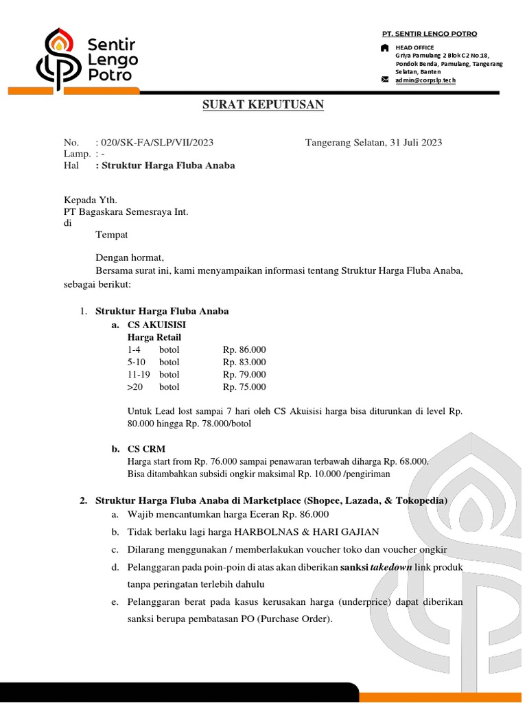 Sk. Struktur HRG Fluba Anaba Dist. Bsi 020-Sk-fa-slp-Vii-2023 | PDF
