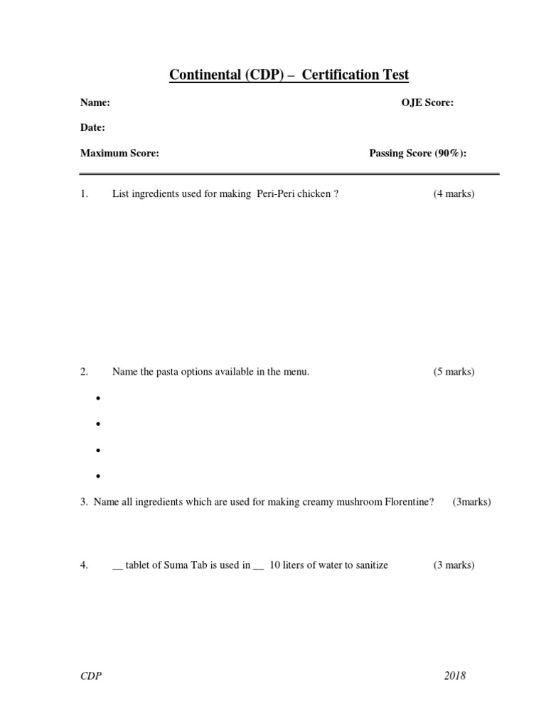 CDP Certification Continental | PDF | Western Cuisine | Foods