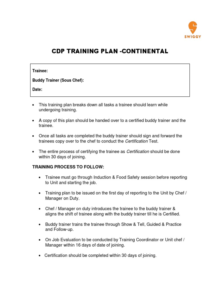 CDP Training Plan - Conti | PDF | Chef | Certification