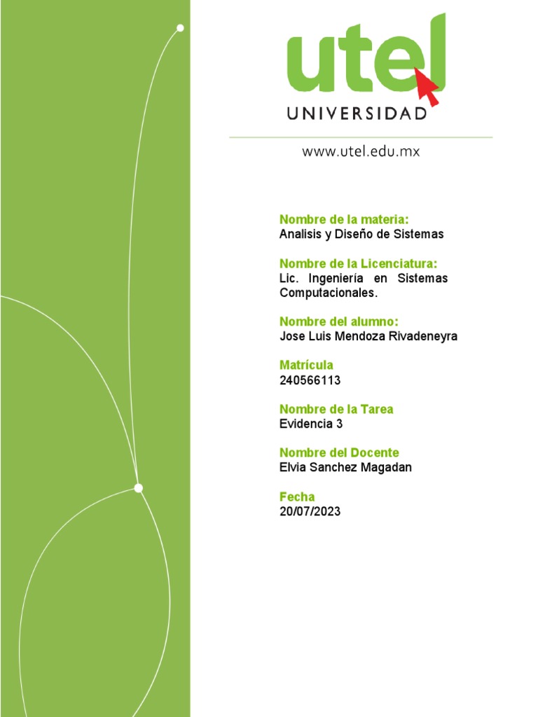 Análisis y Diseño de Sistemas - S3 - P.doc-Jose Luis Mendoza Rivadeneyra | PDF | Informática ...