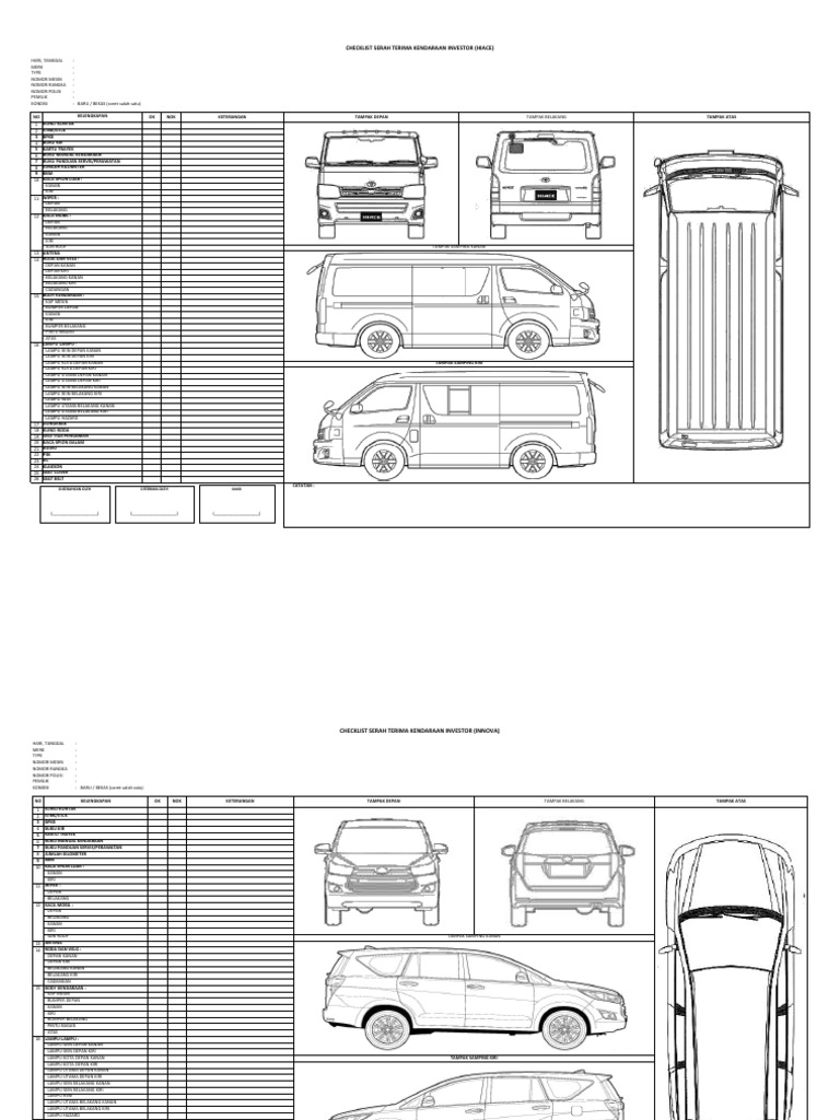 Form Checklist Kendaraan Investor Per Me | PDF