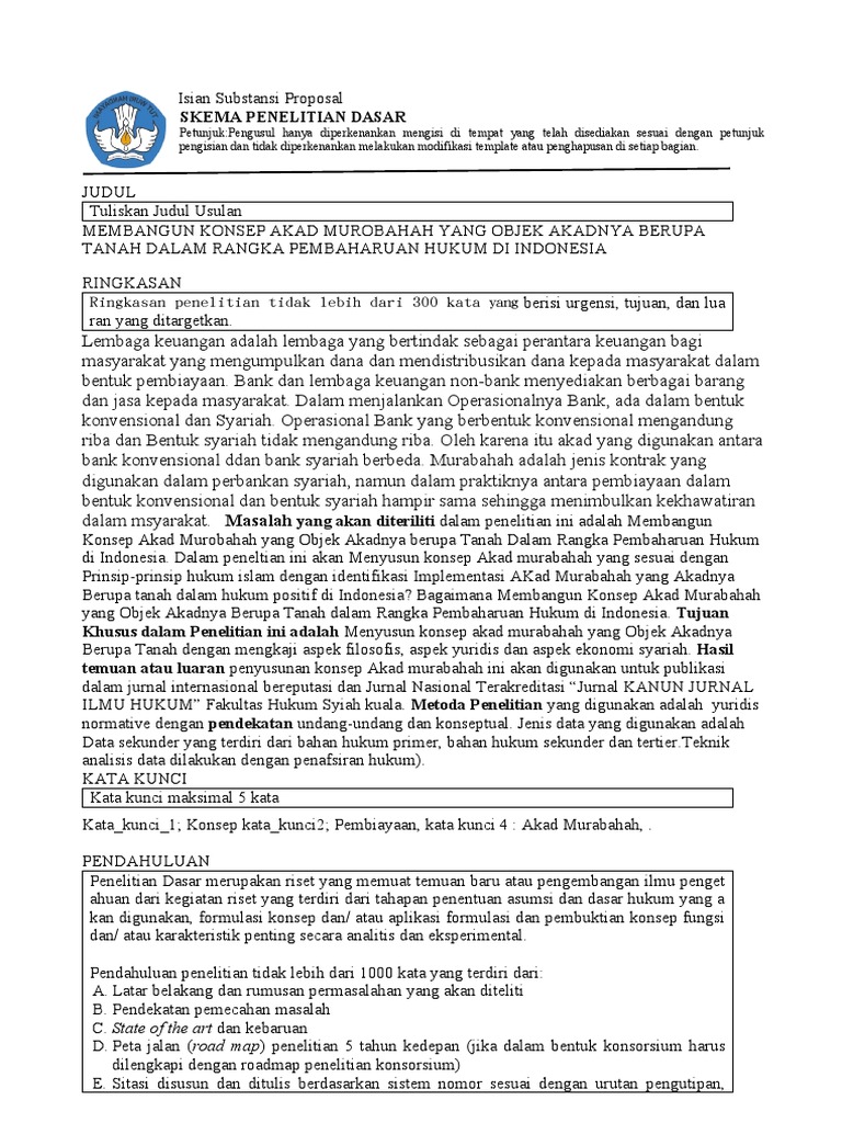 Isian Substansi Proposal Skema Dasar | PDF