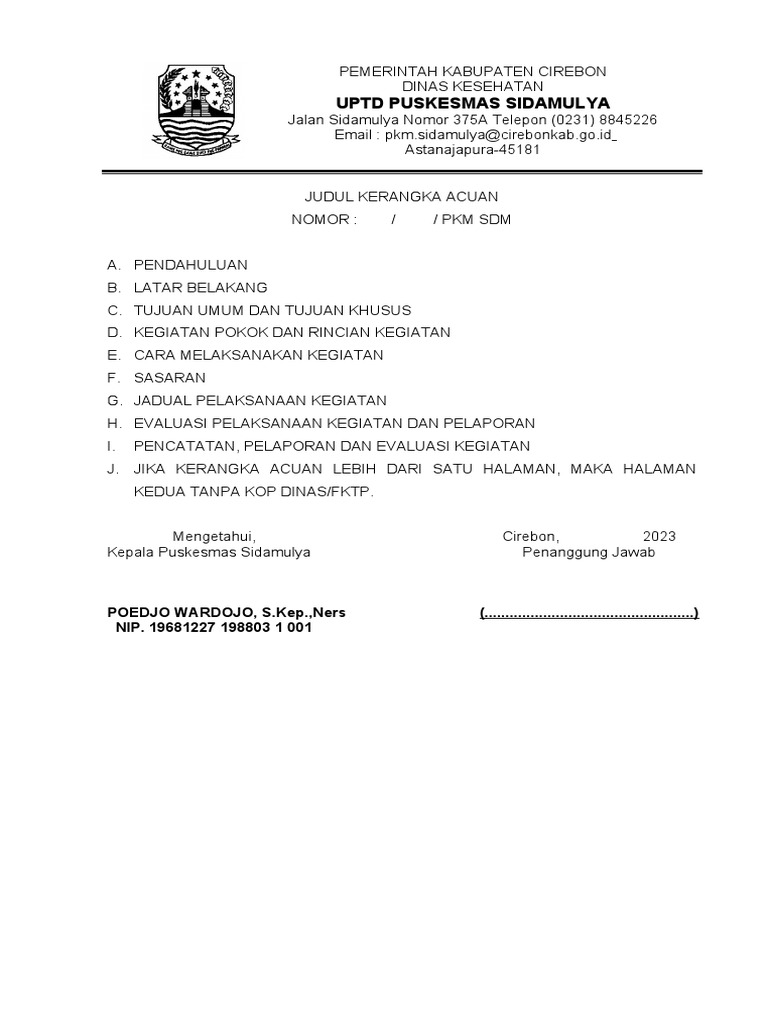 Contoh Kerangka Acuan | PDF