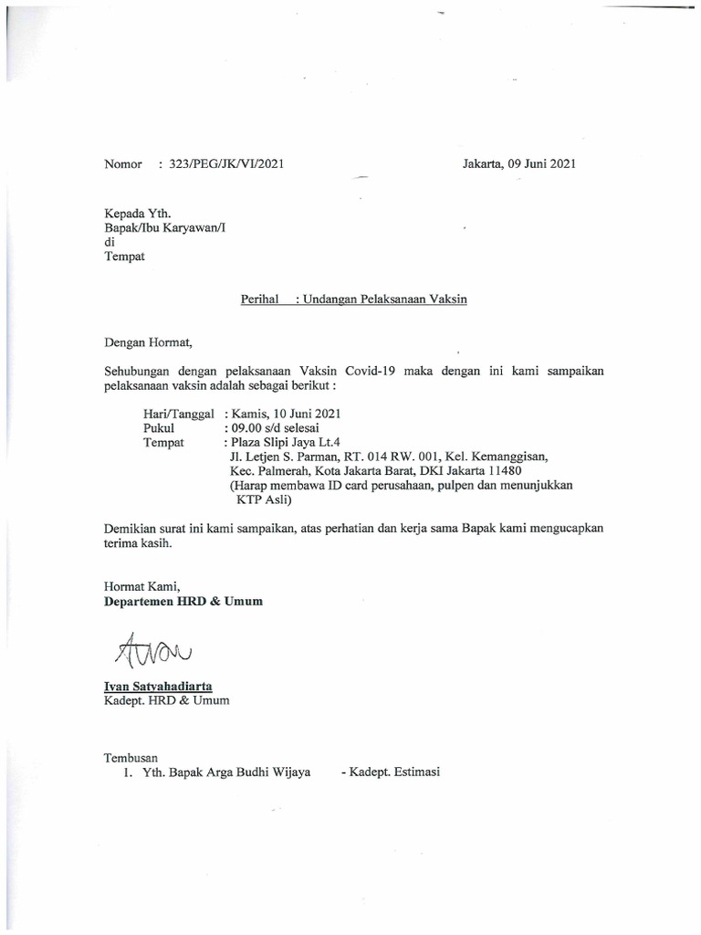 Undangan Vaksin Kamis 10 Juni 2021 | PDF