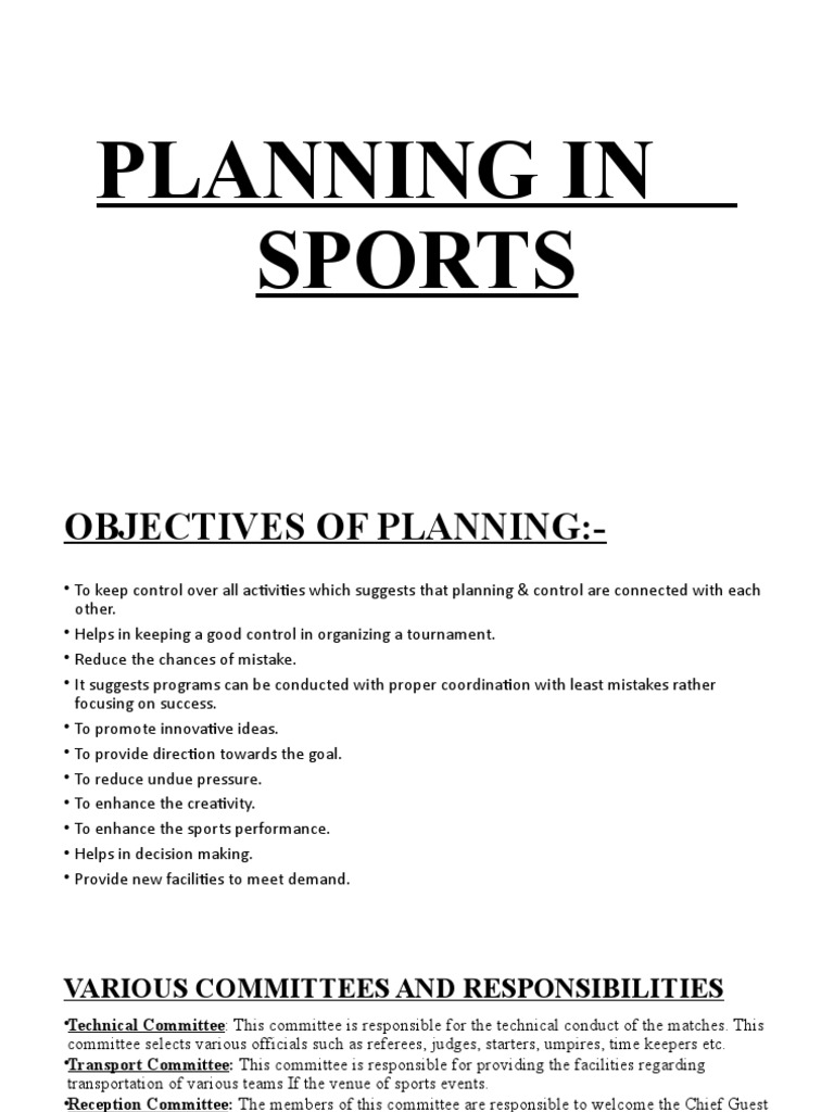 Planning in Sports | PDF