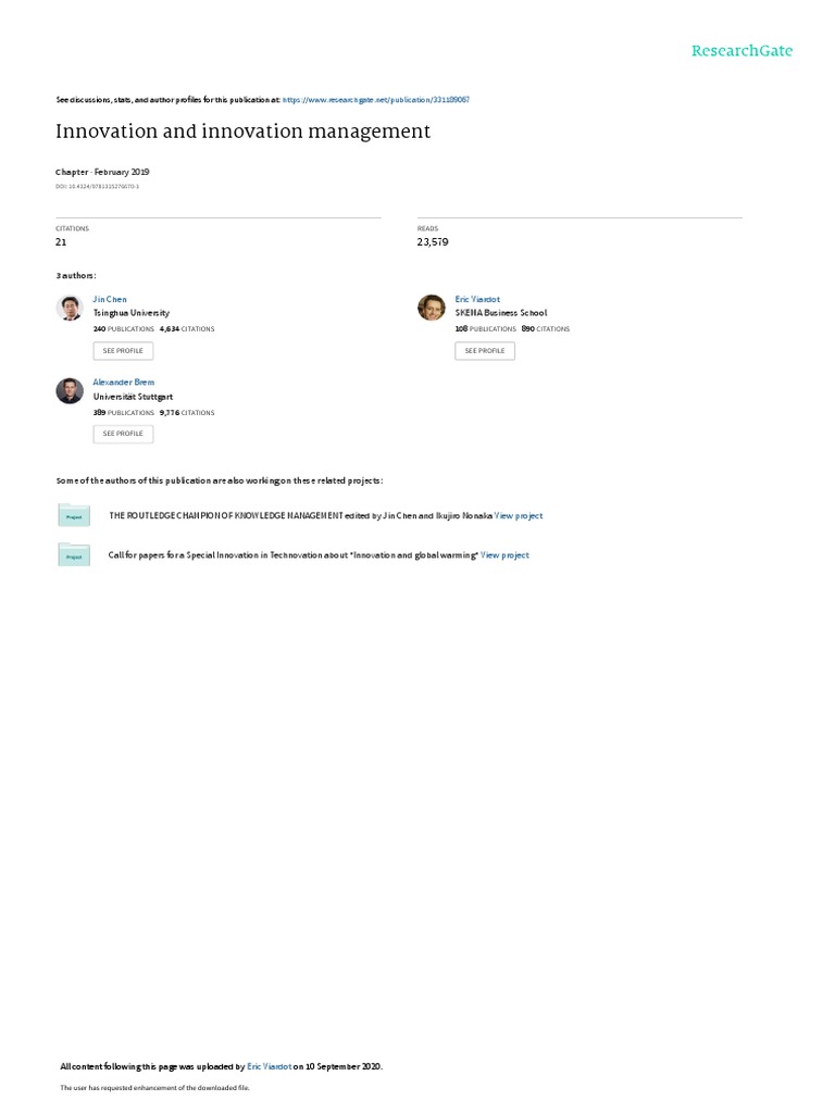 Innovation and Innovation Management Routledge | PDF | Innovation ...