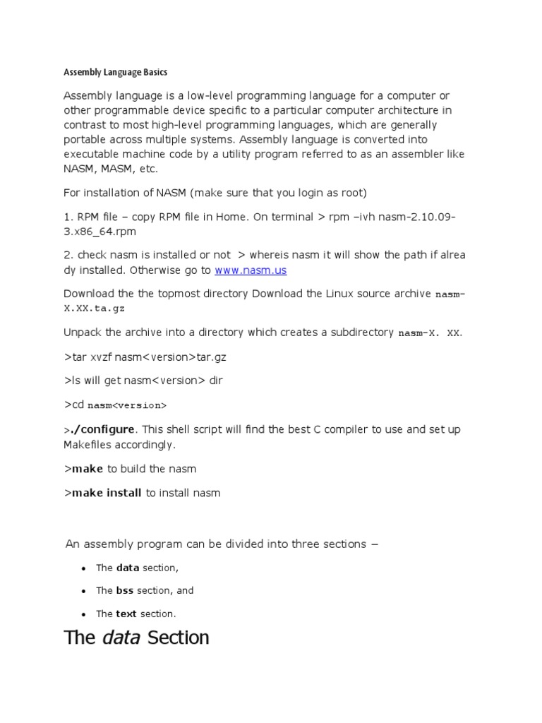 Assembly Language Basics | PDF | Assembly Language | Software Development