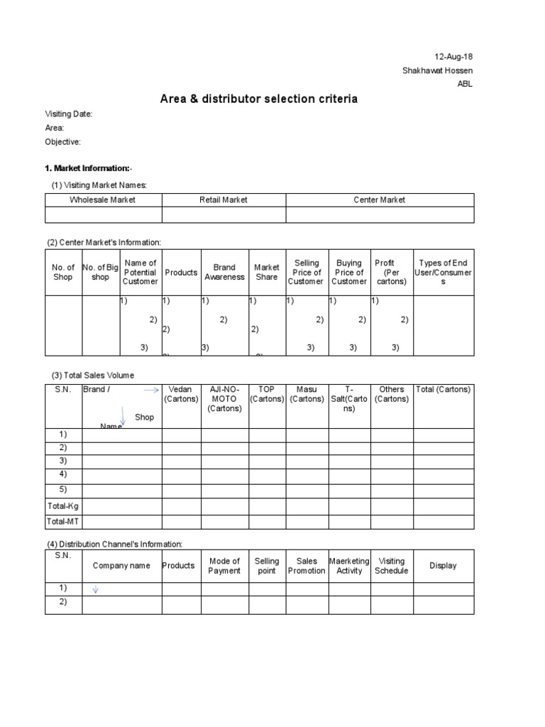 Distributor Selection Criteria Guide | PDF | Retail | Marketing