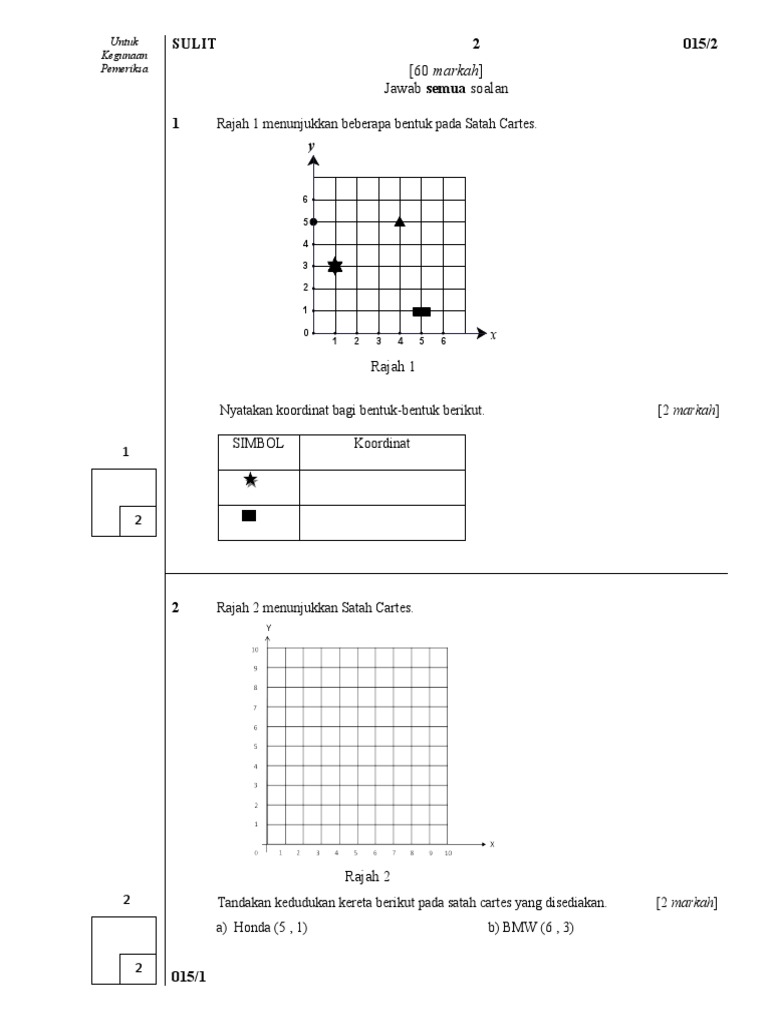 Soalan Koordinat Tahun 5 | PDF