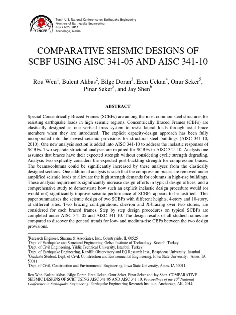 Comparative Seismic Designs of SCBF Usin | PDF | Strength Of Materials ...
