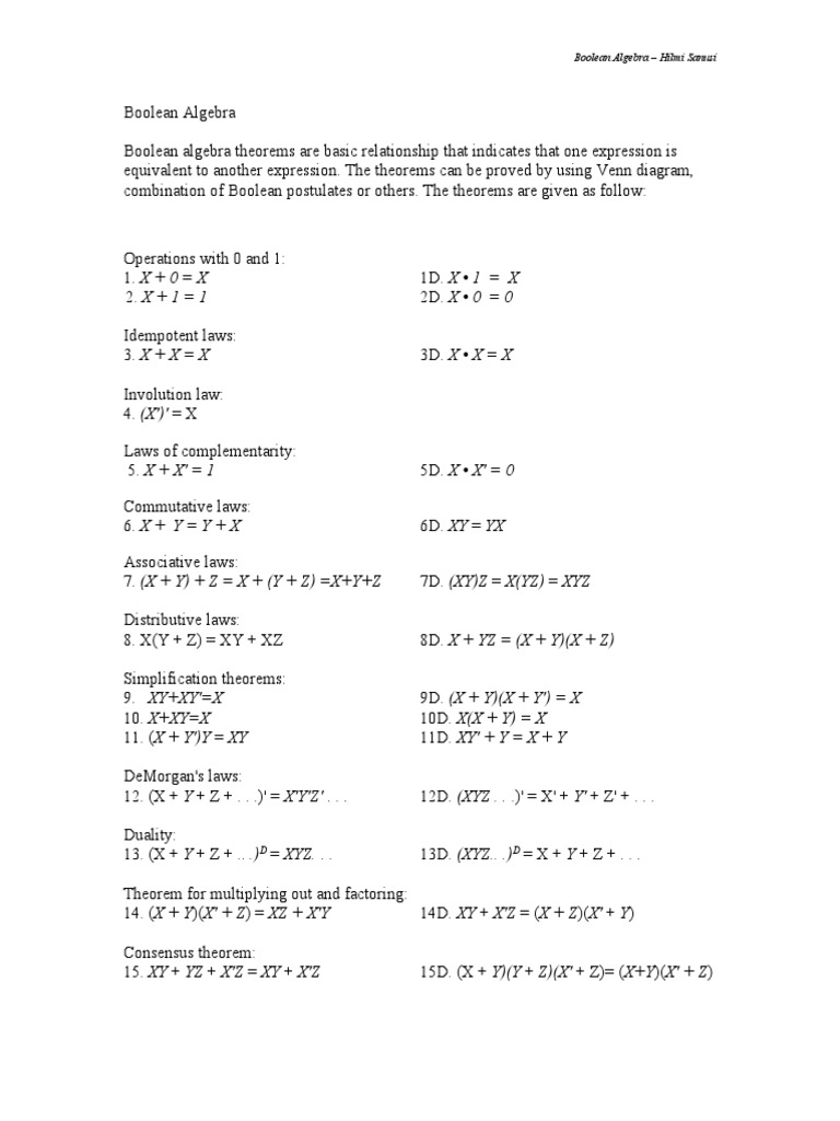 Boolean Algebra | PDF | Boolean Algebra | Teaching Mathematics Boolean Algebra | PDF | Boolean Algebra | Teaching Mathematics