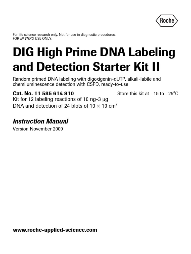 DIG High Prime DNA Labeling and Detection Starter Kit II Roche 11585614910 | PDF | Agarose Gel ...