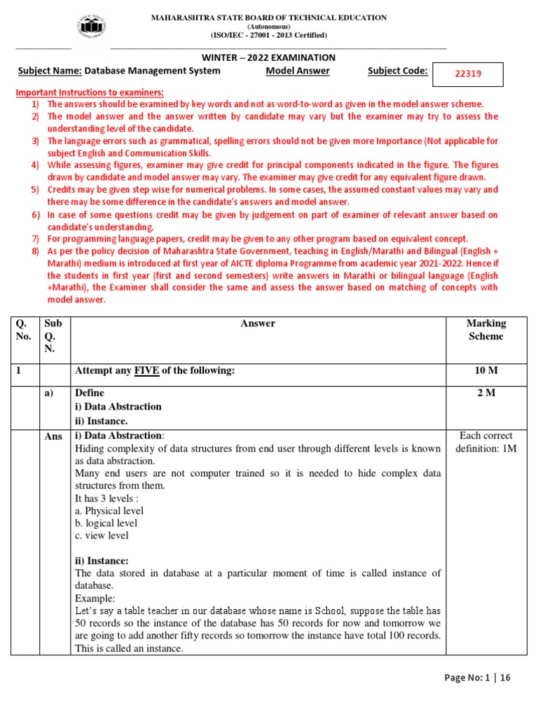 2022 Winter Model Answer Paper (Msbte Study Resources) | PDF