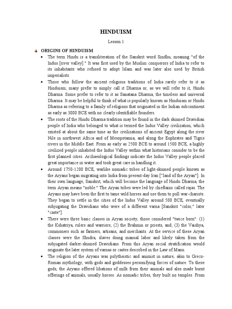 Lesson 1 - Hinduism | PDF | Brahman | Vedas