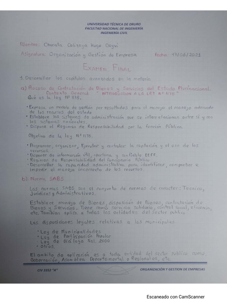 Civ 3352 Churata Calizaya Hugo Deyvi Examen Final | PDF