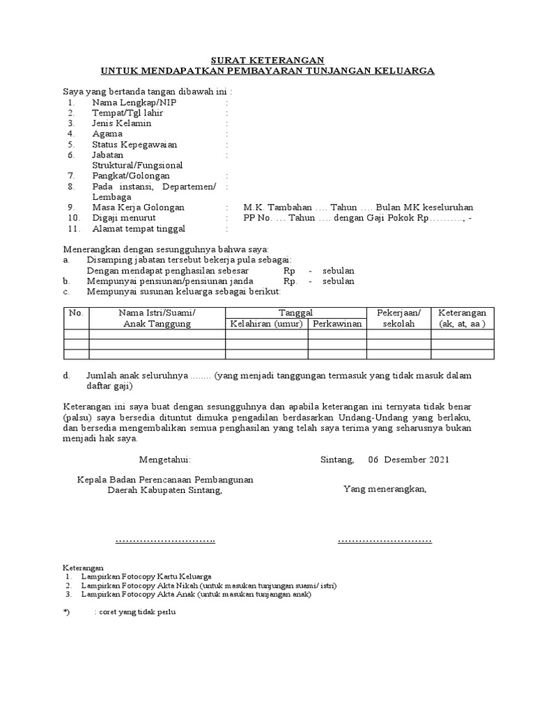 Surat Keterangan Tunjangan Anak Kosong | PDF Surat Keterangan Tunjangan Anak Kosong | PDF