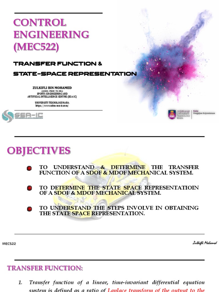 Chapter 3 - Transfer Function & State Space Representation | PDF