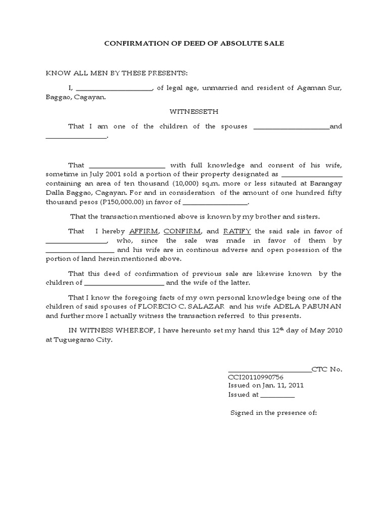 Confirmation of Sale | PDF