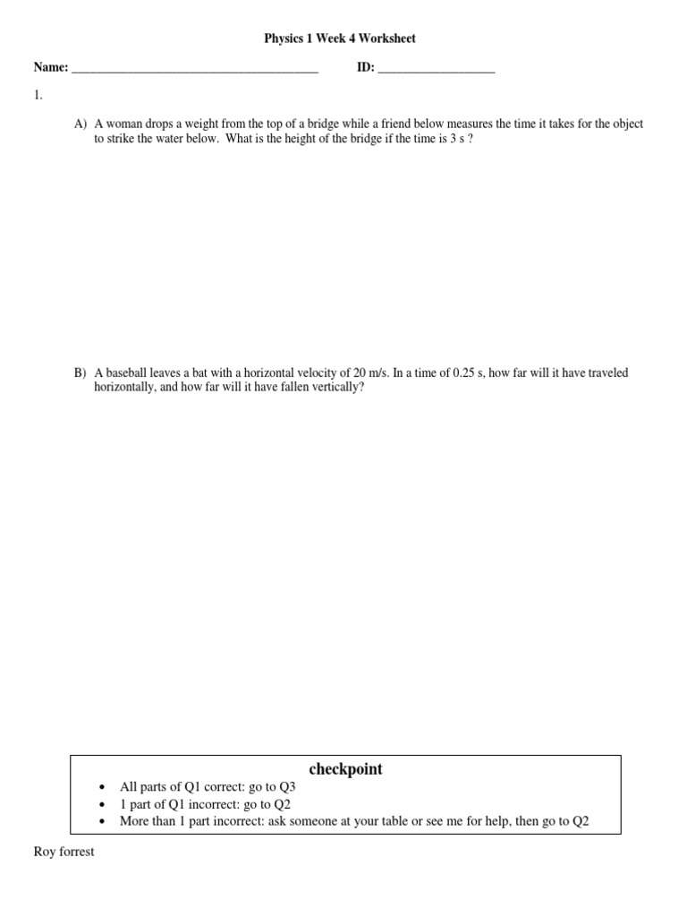 Projectile Motion (Worksheet) | PDF | Projectiles | Motion (Physics)