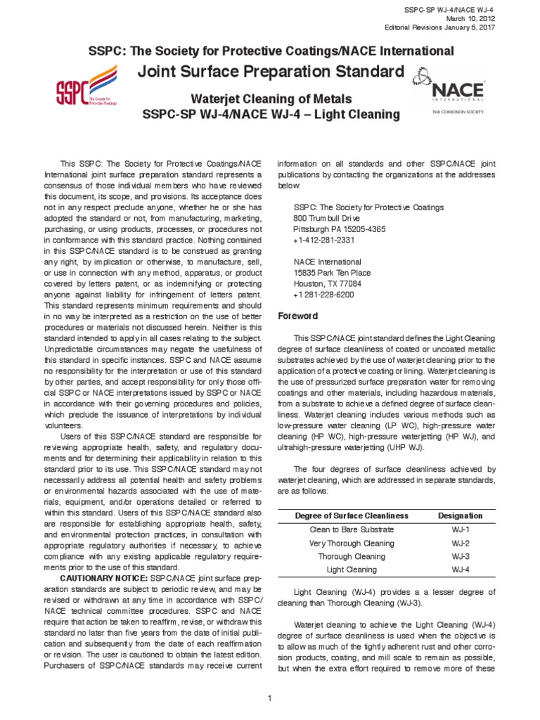 SSPC WJ 4 01-17 | PDF