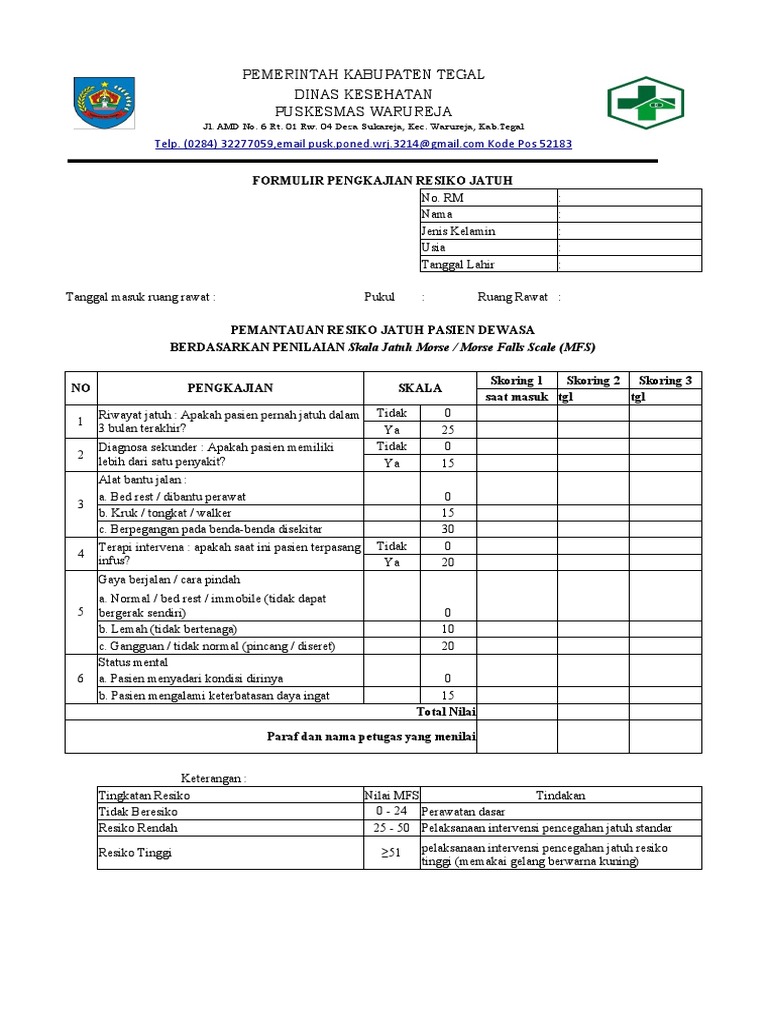 FORM - RESIKO - JATUH Humty Dumty, MFS | PDF