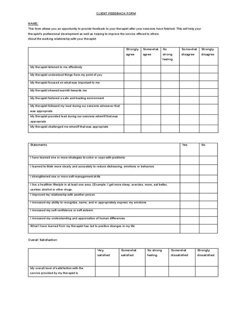 Client Feedback Form | PDF