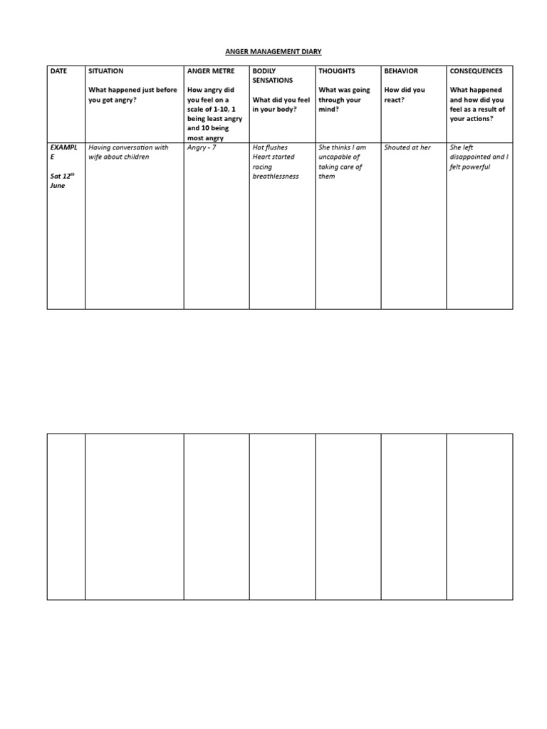 Anger Management Diary | PDF
