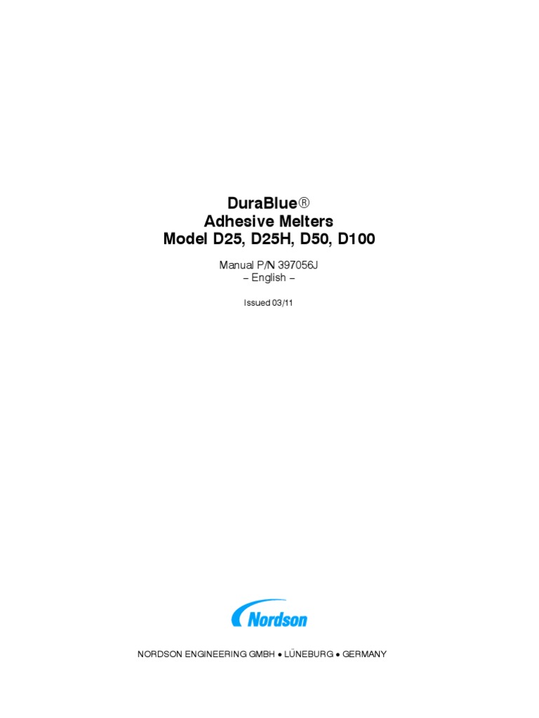 DuraBlue Adhesive Melters Model D25, D25H, D50, D100 | PDF