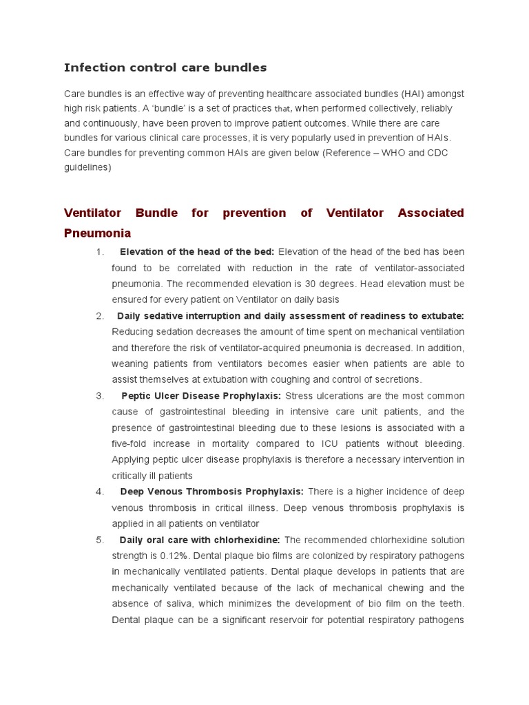Infection Control Care Bundles | PDF | Preventive Healthcare ...