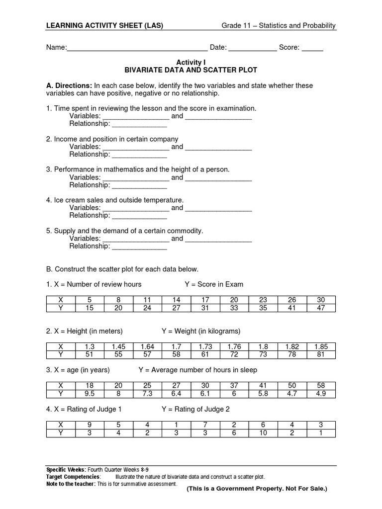 STATISTICS Quarter 4 LAS 4 | PDF | Regression Analysis | Statistical ...