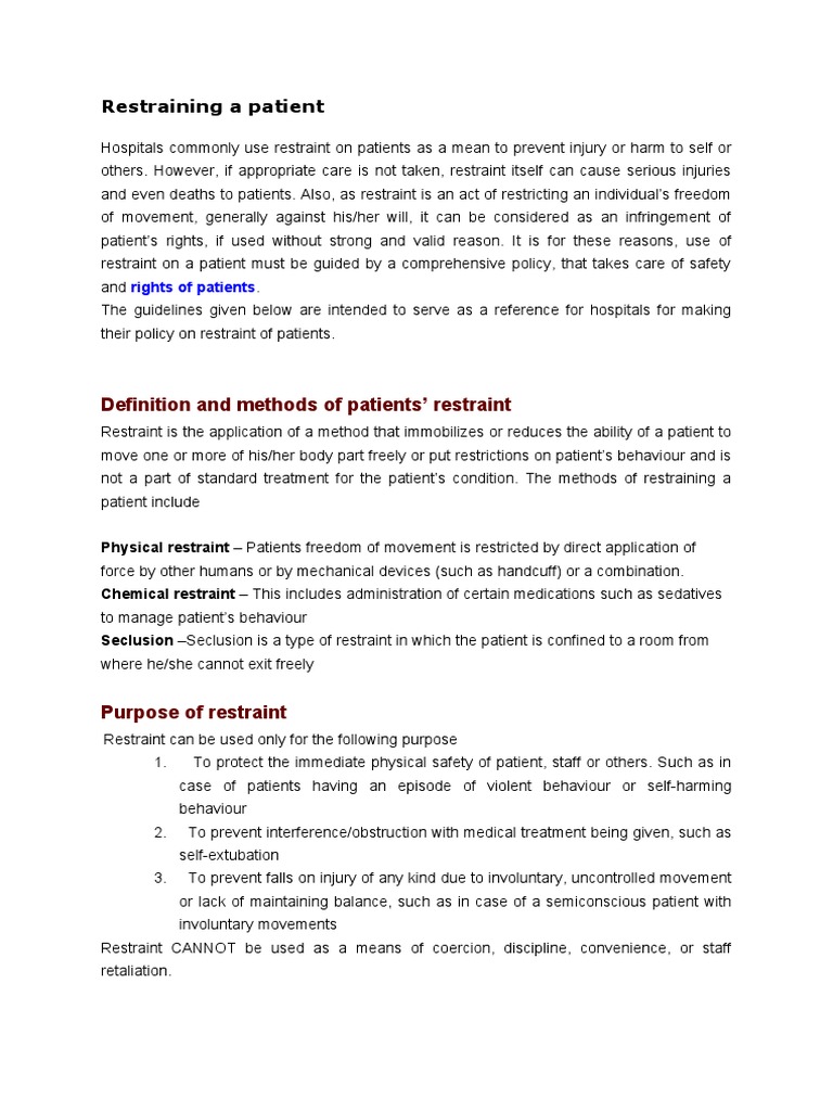 Restraining A Patient | PDF