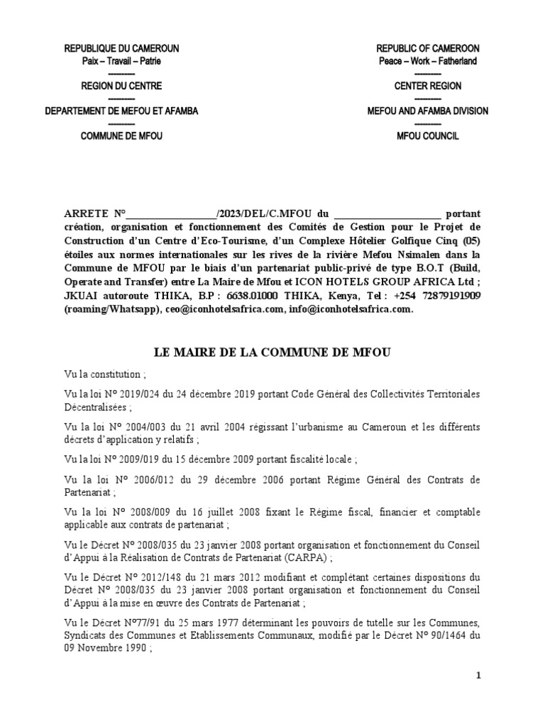 Création d'un Comité de Gestion à Mfou | PDF