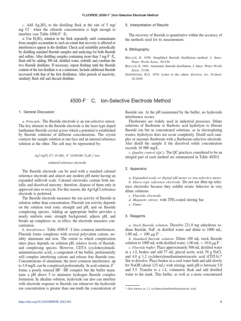 APHA 4500C - Fluoride (Ion Selective Method) | PDF