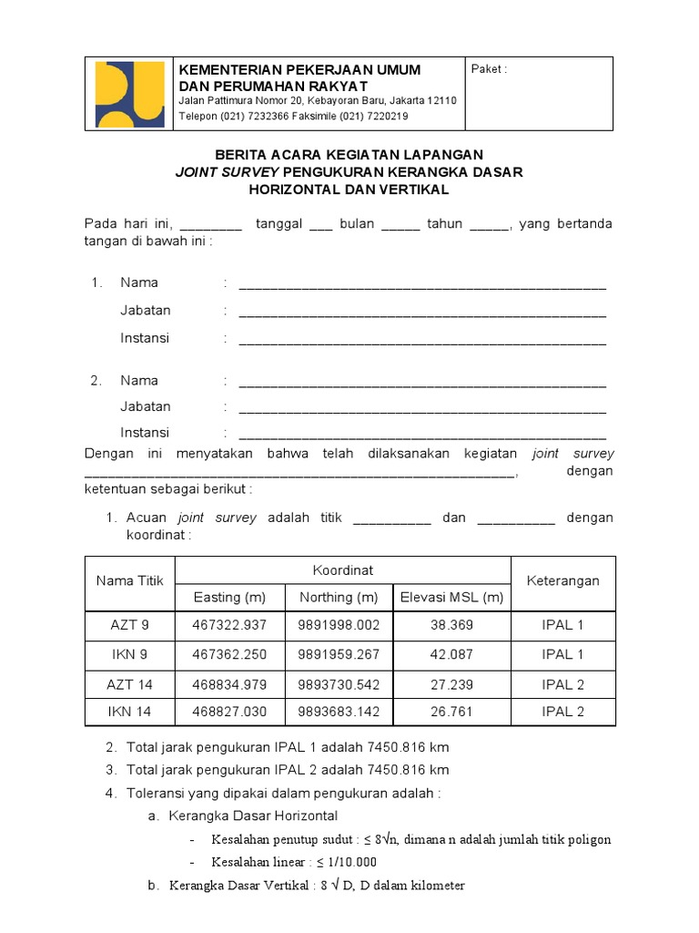 Template BA Lapangan | PDF