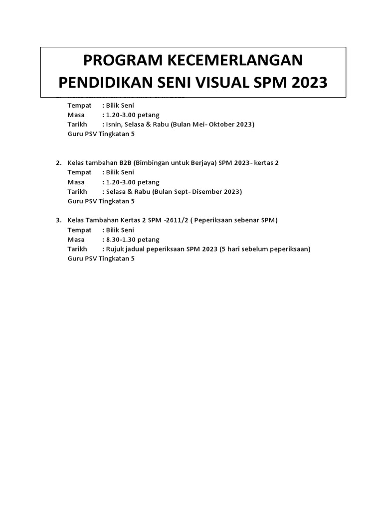 Program Kecemerlangan 2023 | PDF