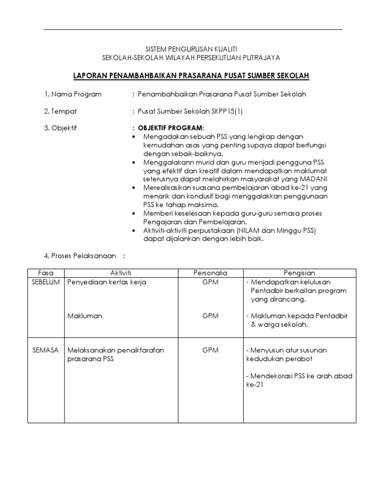 Laporan Naik Taraf PSS | PDF