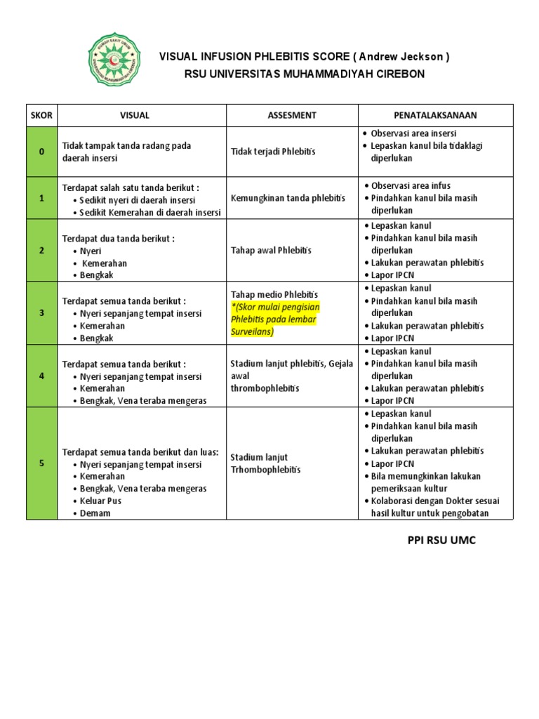 Visual Infusion Phlebitis Score | PDF
