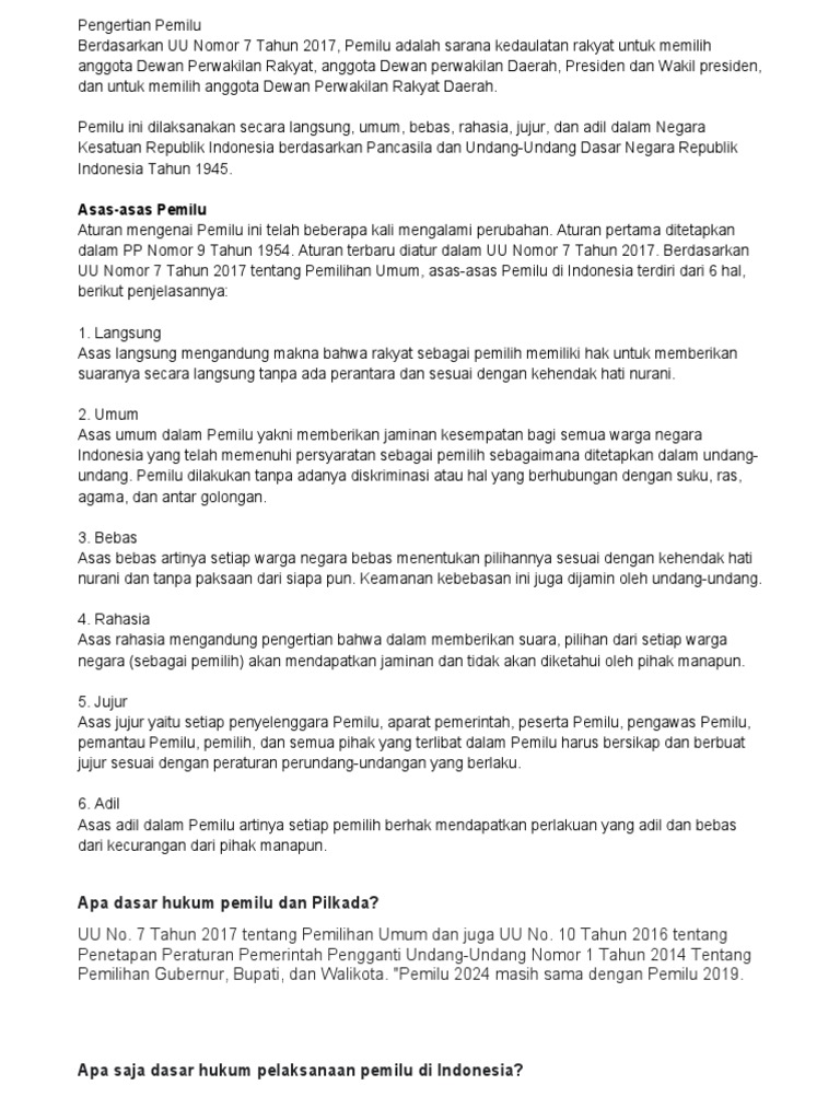 Pengertian Pemilu | PDF